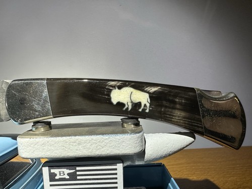 Buck 110 Buffalo Custom w/ Chip Flint Blade. Truck Anvil Display ...