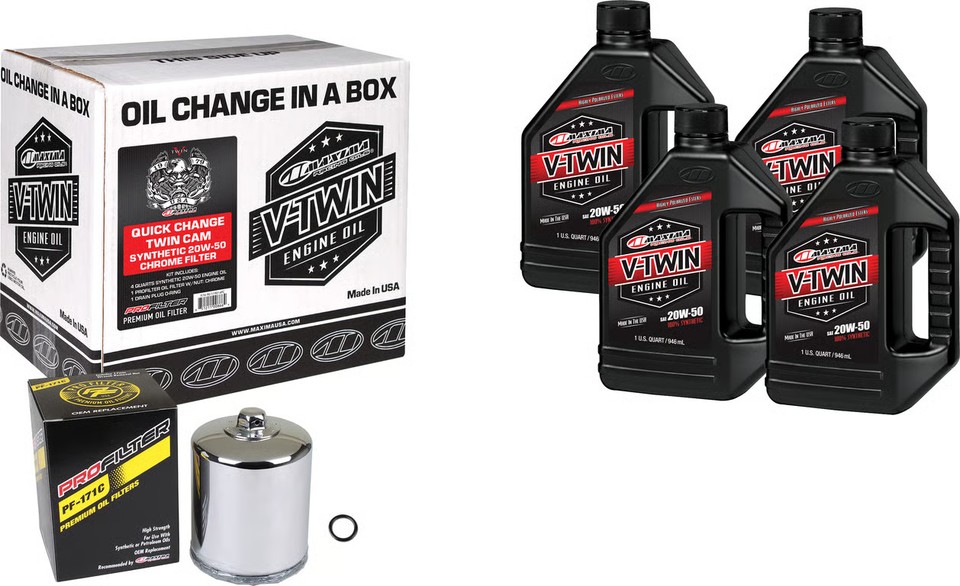 Maxima Twin Cam Synthetic Quick Oil Change Kit with Chrome Filter Motorcycle | eBay