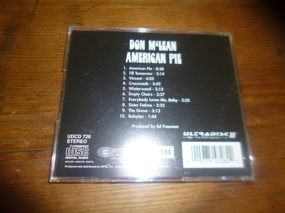 DON MCLEAN AMERICAN PIE MFSL GOLD CD ULTRADISC UDCD 728 M- !!! | eBay.de