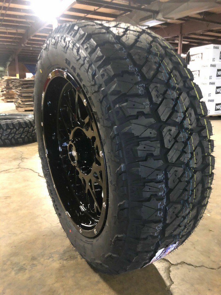 20x9 Vision Rocker Gloss Black Wheels 32" AT Tires 6x5.5 2019 Dodge Ram ...