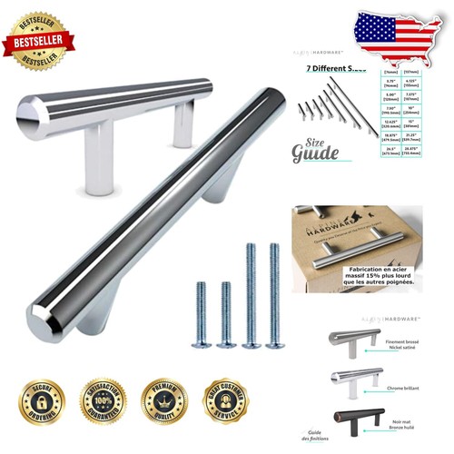 American Made Polished Chrome Bar Handles - 25 Solid Stainless Steel ...
