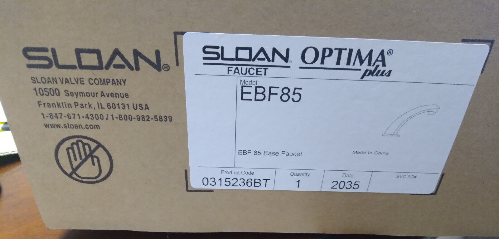 SLOAN Motion Sensor Activated OPTIMA Faucet compare @ 599 = only 1 left ...