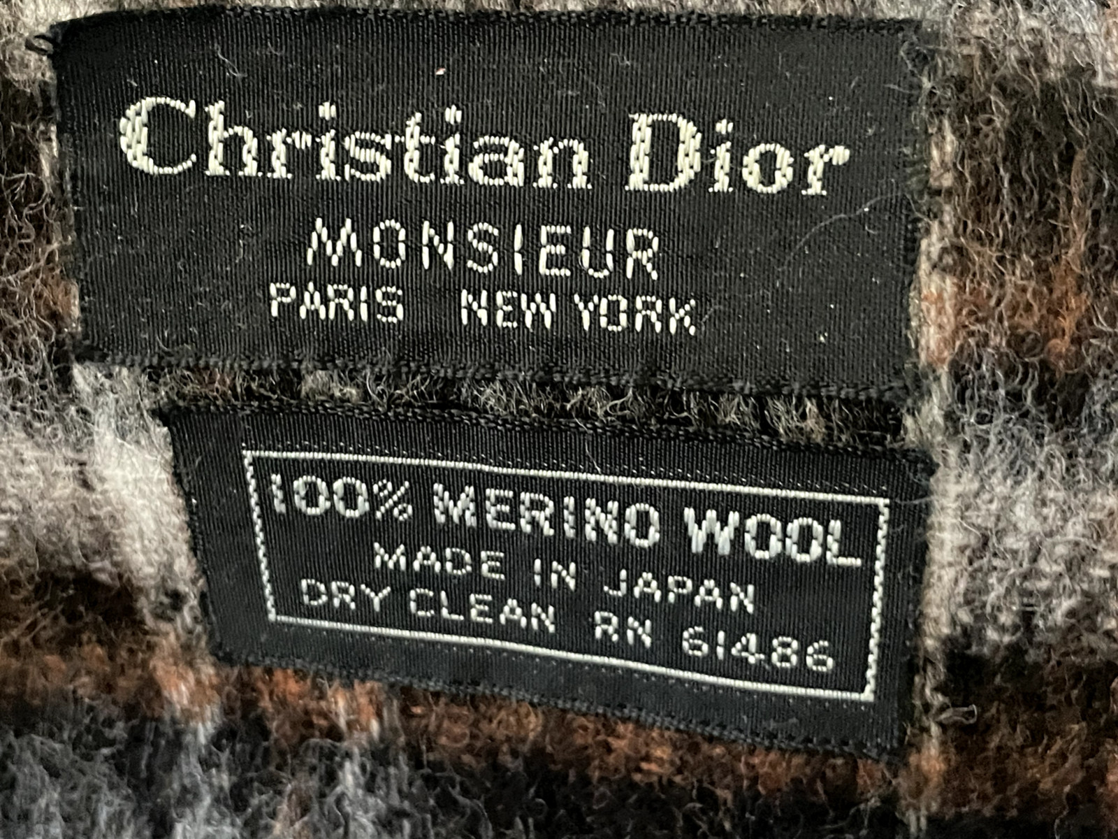 Vintage Christian Dior Paris NY Merino Wool Plaid Sca… - Gem