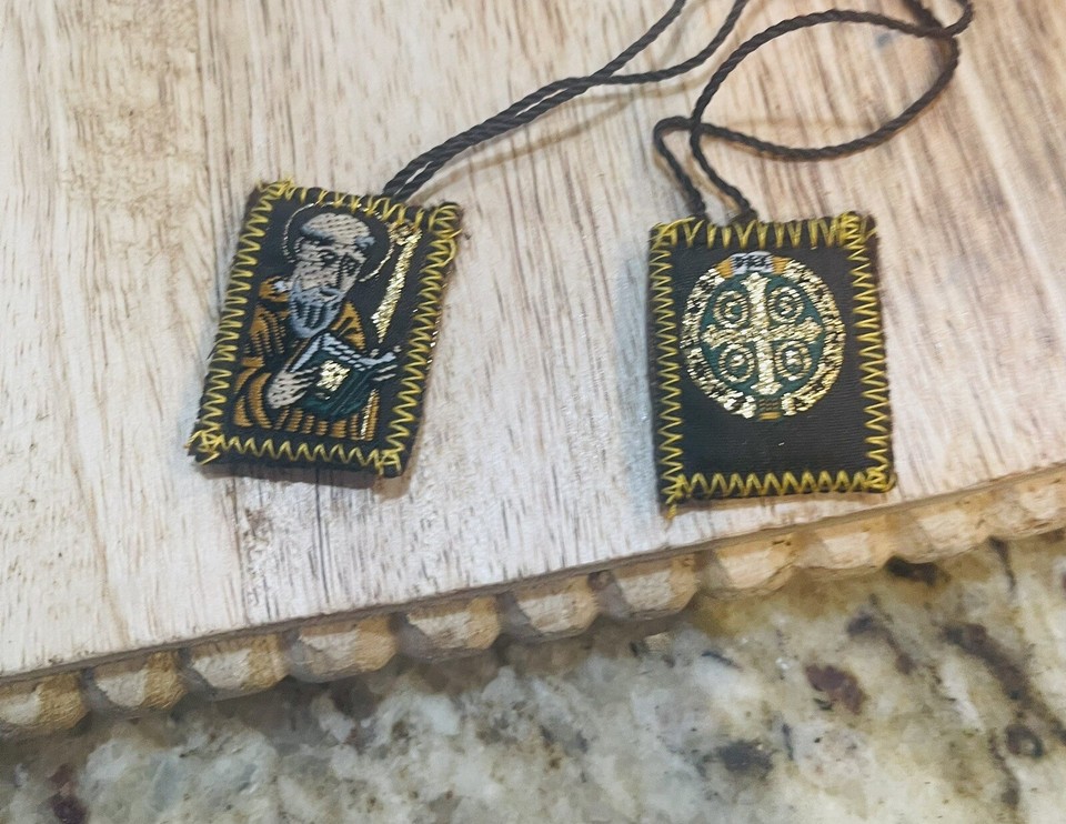 St. Benedict Medal Embroidered Scapular Escapulario De San Benito ...