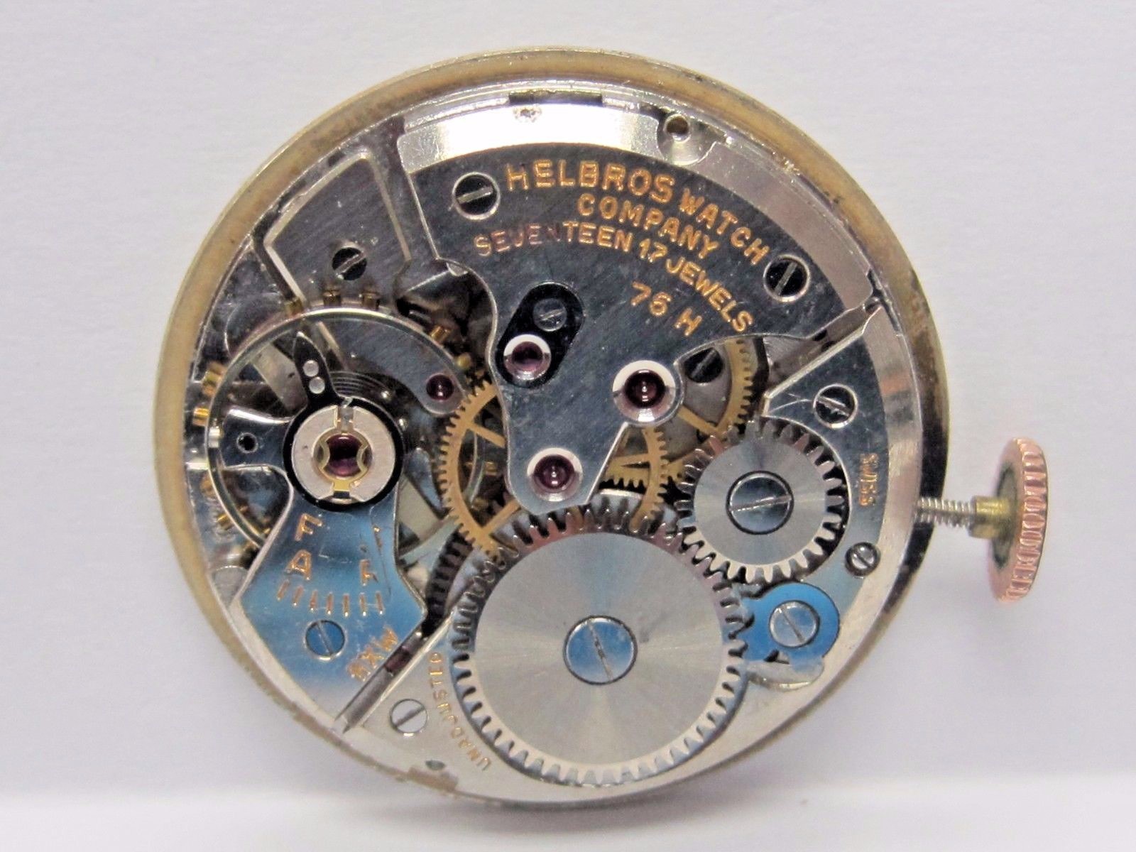 Antique Gents Helbros Watch Movement 24.5 mm, 17 jewels. #76 H | eBay