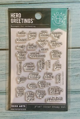 Hero Arts “Hero Greetings Mini Messages” Clear Stamp Set (CM351) NEW ...