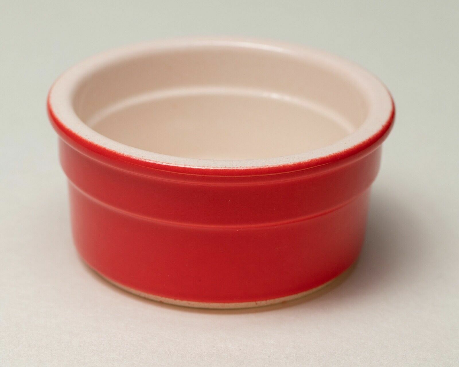 4 Bright Red Cermer Ramekins Ceramic Baking Souffle 4 oz Cups Dessert ...