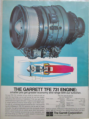 7/1972 PUB GARRETT AIRESEARCH TFE 731 ENGINE TURBOFAN AIRCRAFT ORIGINAL ...