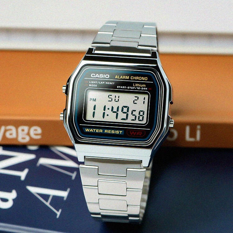 CASIO metal band digital watch A-158WA-1UWDF Unisex SILVER Original New ...
