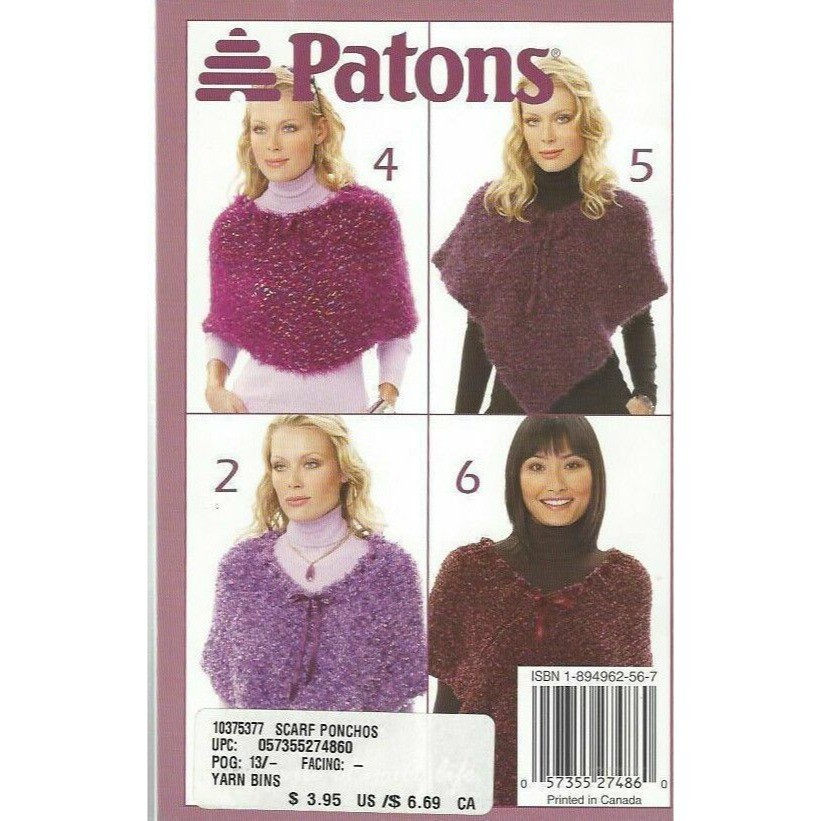 Crochet KNIT Patons Womens SCARF PONCHO Knitting & Crochet Pattern ...