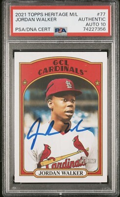 JORDAN WALKER Signed Autograph 2021 Topps Heritage Minor Card #77 RC ...