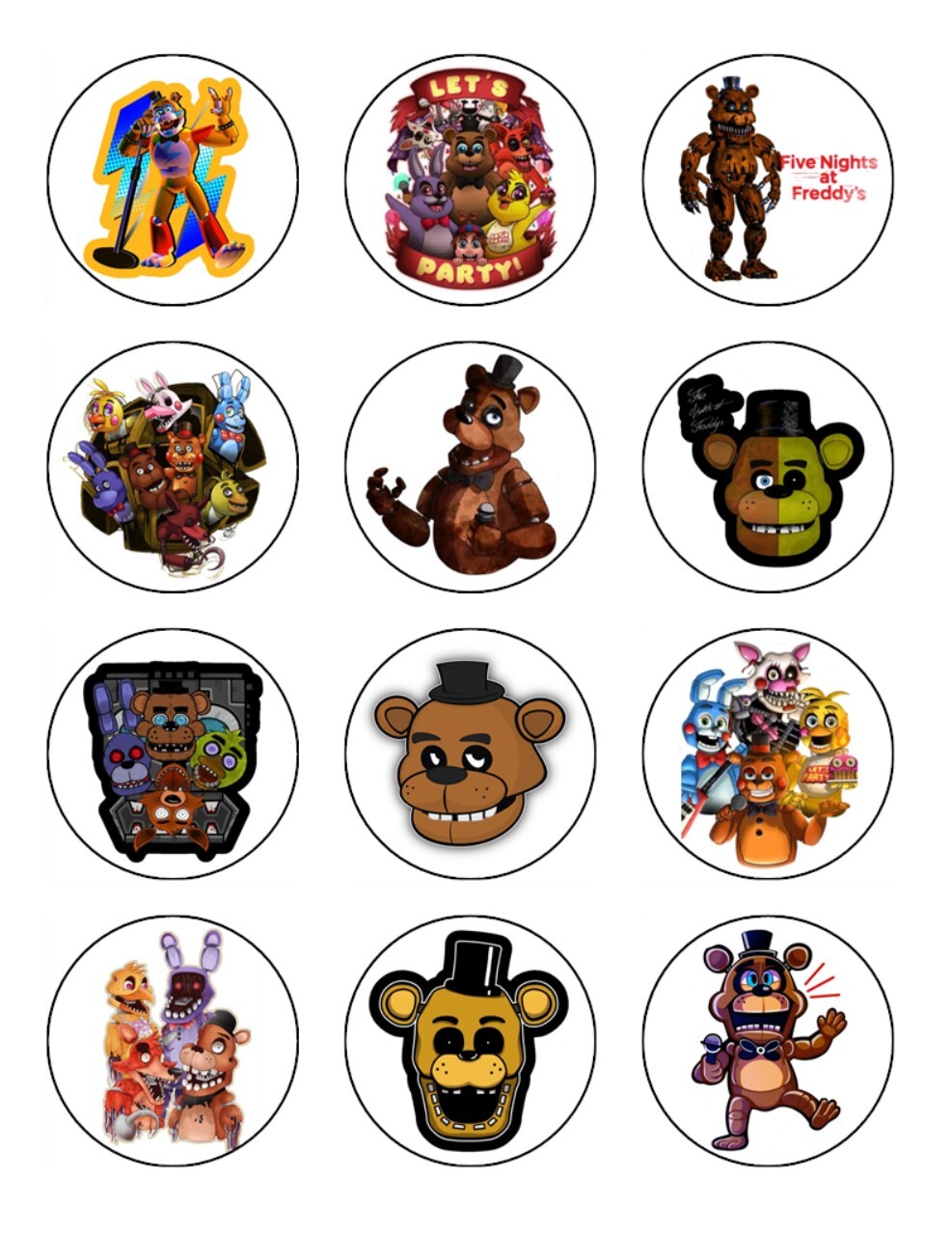 Five Nights at Freddy's Edible Cupcake Toppers - Wafer - Gaming Cake ...