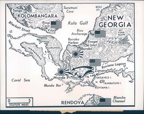 1943 General MacArthur Munda Garrison Military Map US Control Vintage ...