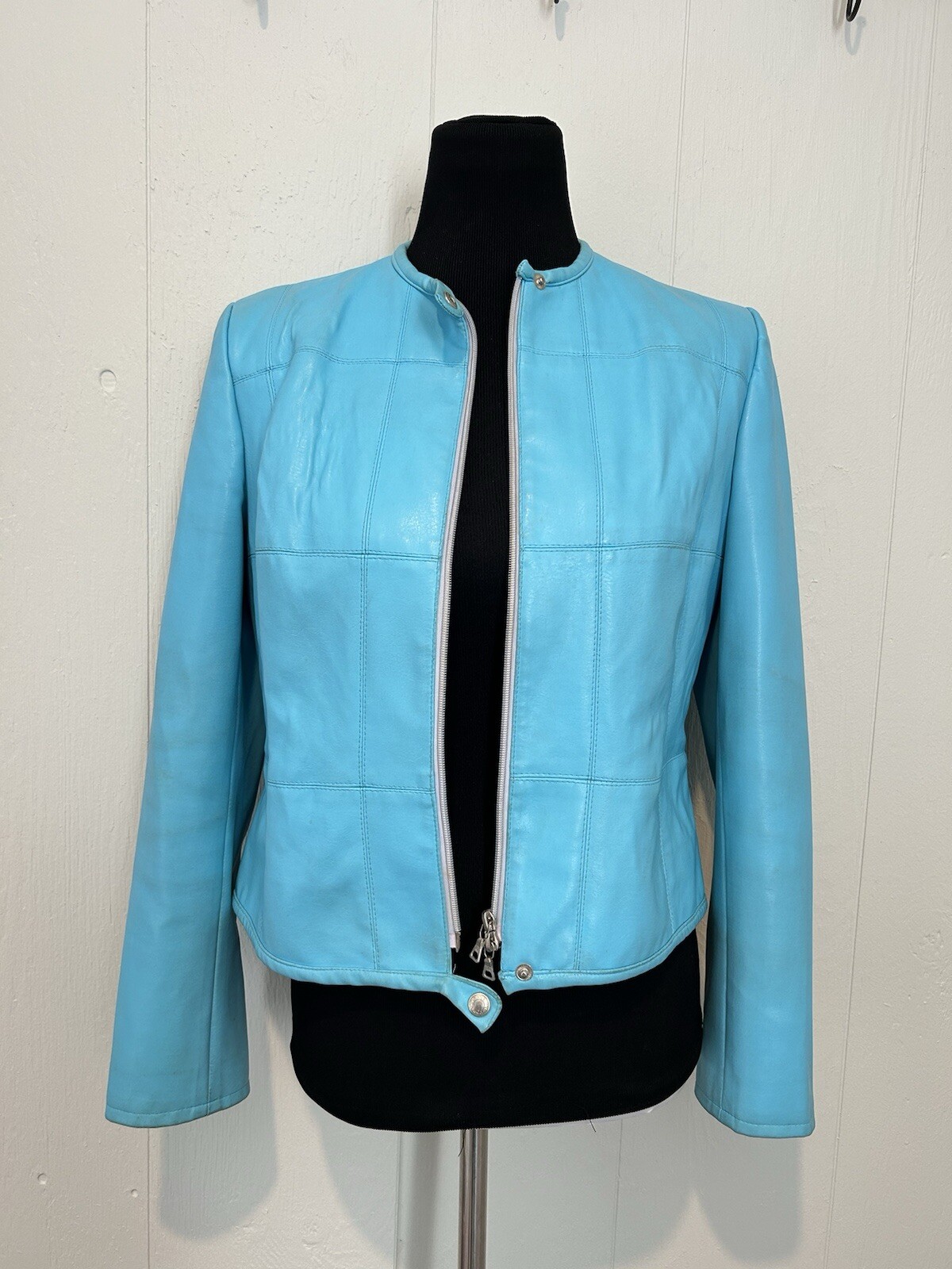 Vertigo Paris Faux Blue Leather Jacket - Gem