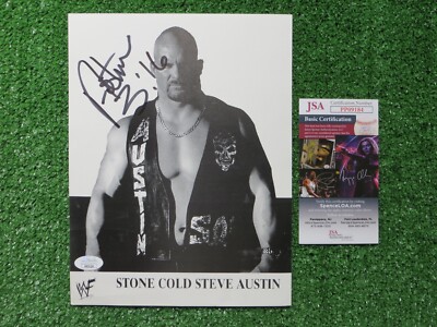 STONE COLD STEVE AUSTIN SIGNED 7.5x10 WWE WWF Black&White PHOTO JSA COA ...