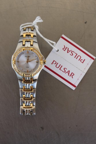 Pulsar VX51-X416 Ladies Watch 50M Swarovski Crystal Gold Silver Tone AS ...