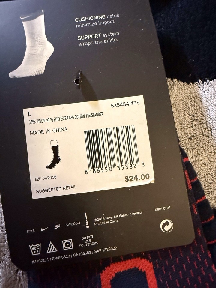 Nike Elite Versatility Socks USA Basketball Size Large SX5454-475 Navy ...