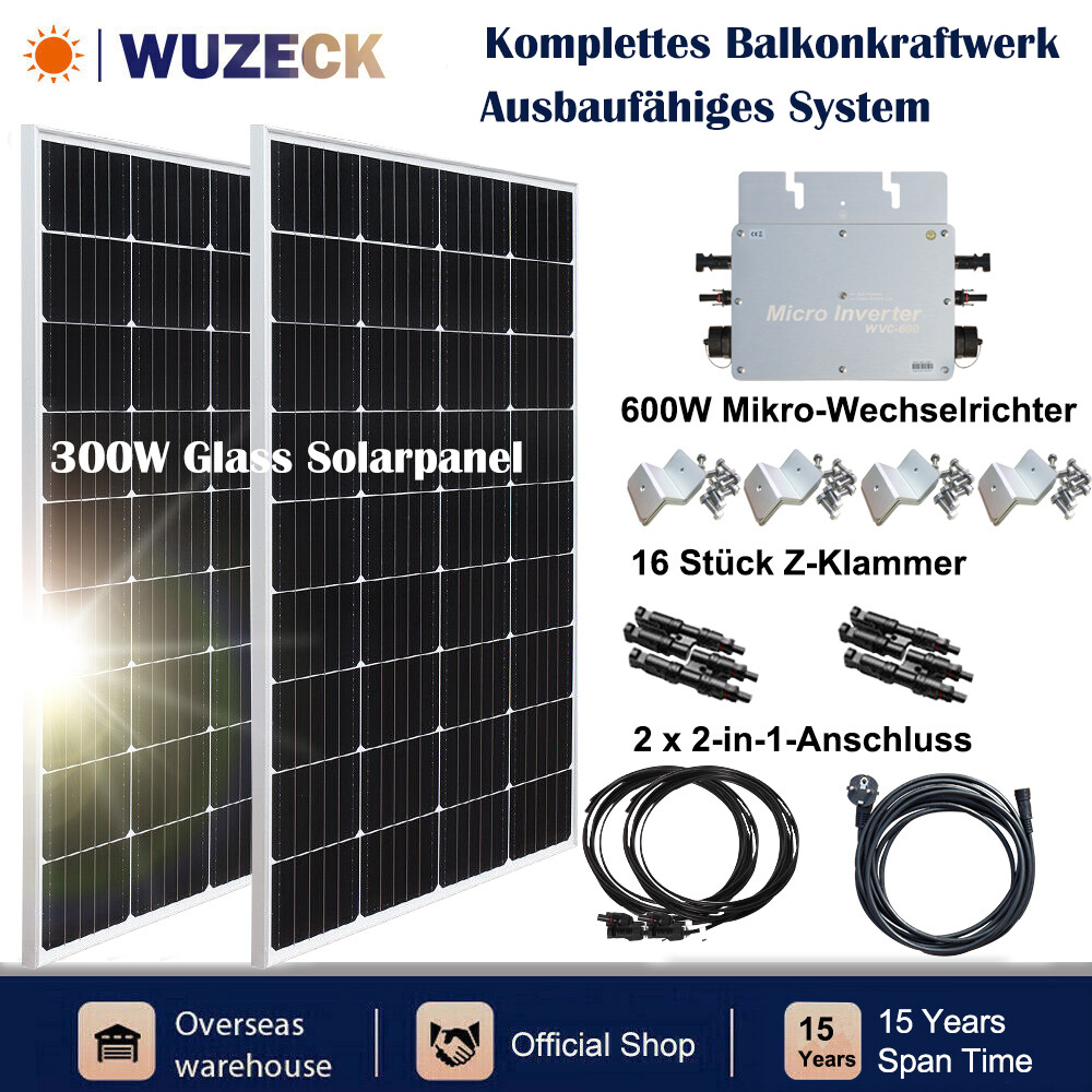 600W Mikro-Wechselrichter & 300 Watt Glass Balkonkraftwerk PV ...