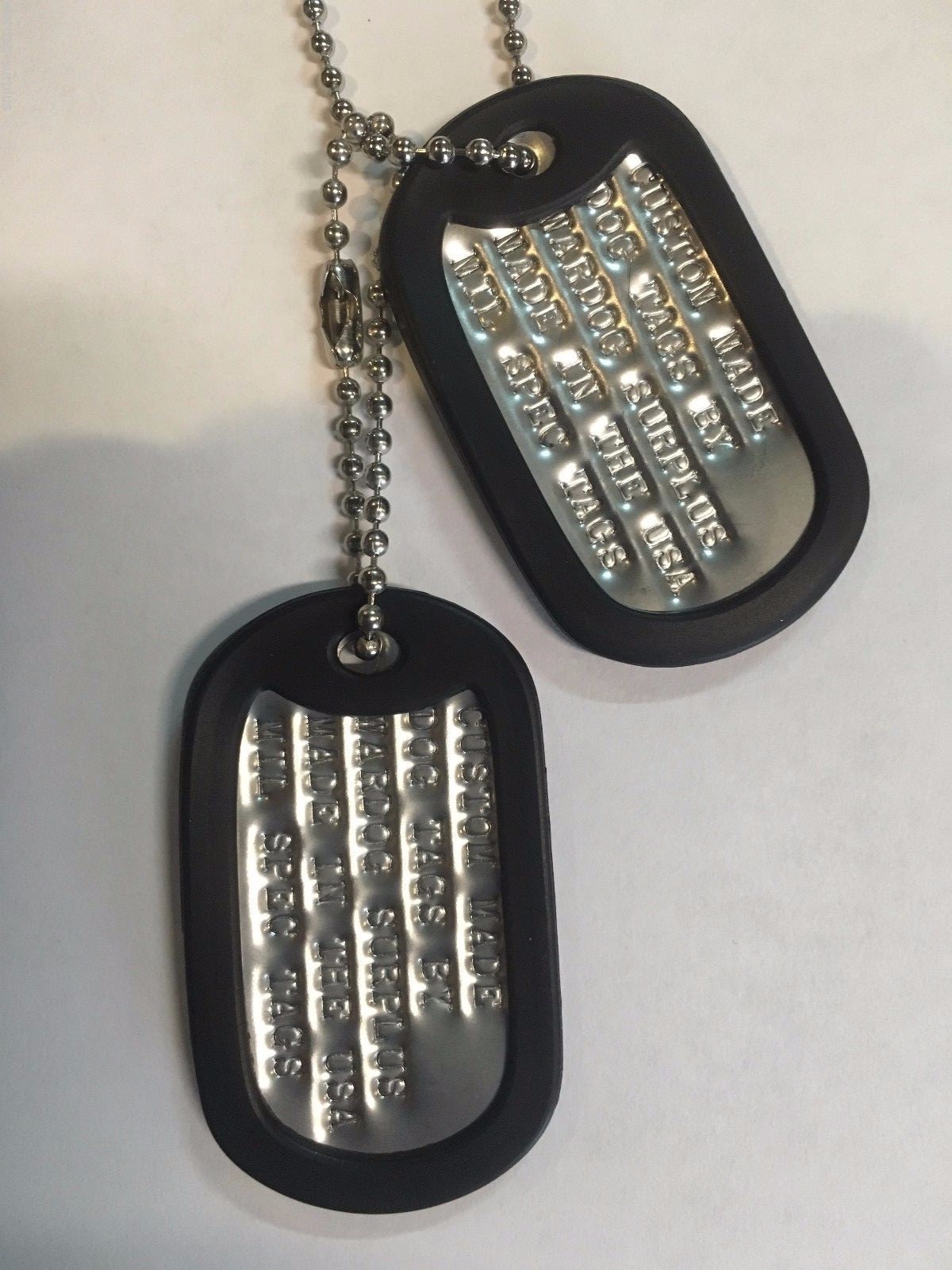 MILITARY CUSTOM ID DOG TAGS WITH CHAIN & SILENCERS OFFICIAL GI ARMY ...