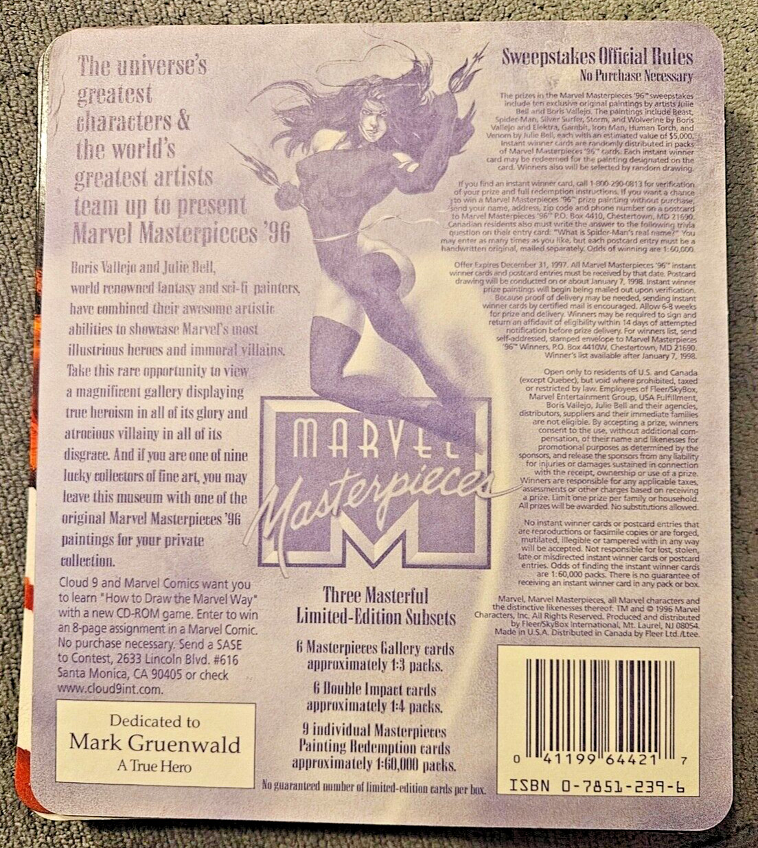 1996 Marvel Masterpieces Empty Blister Pack | Grelly UK