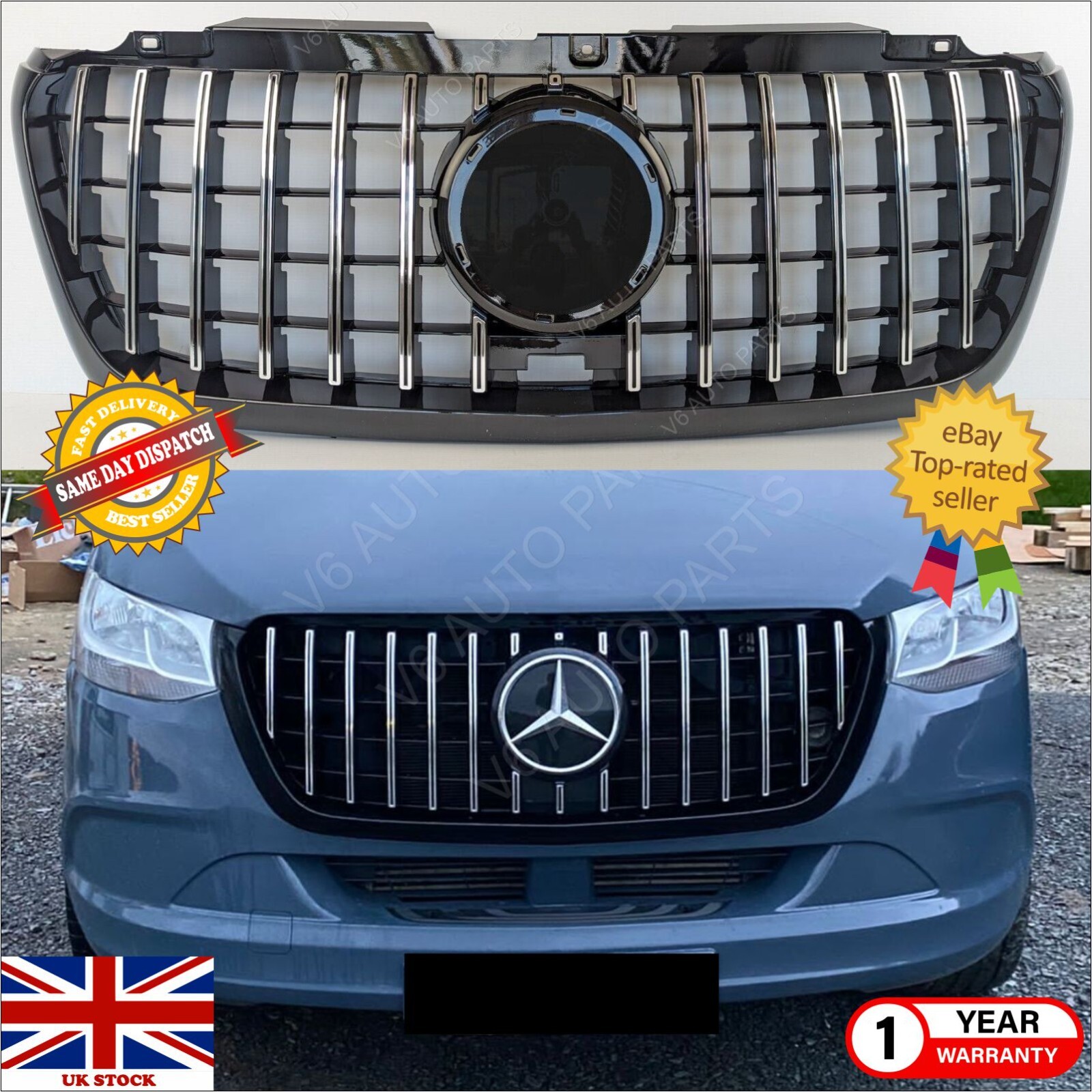 For Mercedes W907 Panamericana Front Radiator Grille Sprinter 2018-2023 ...