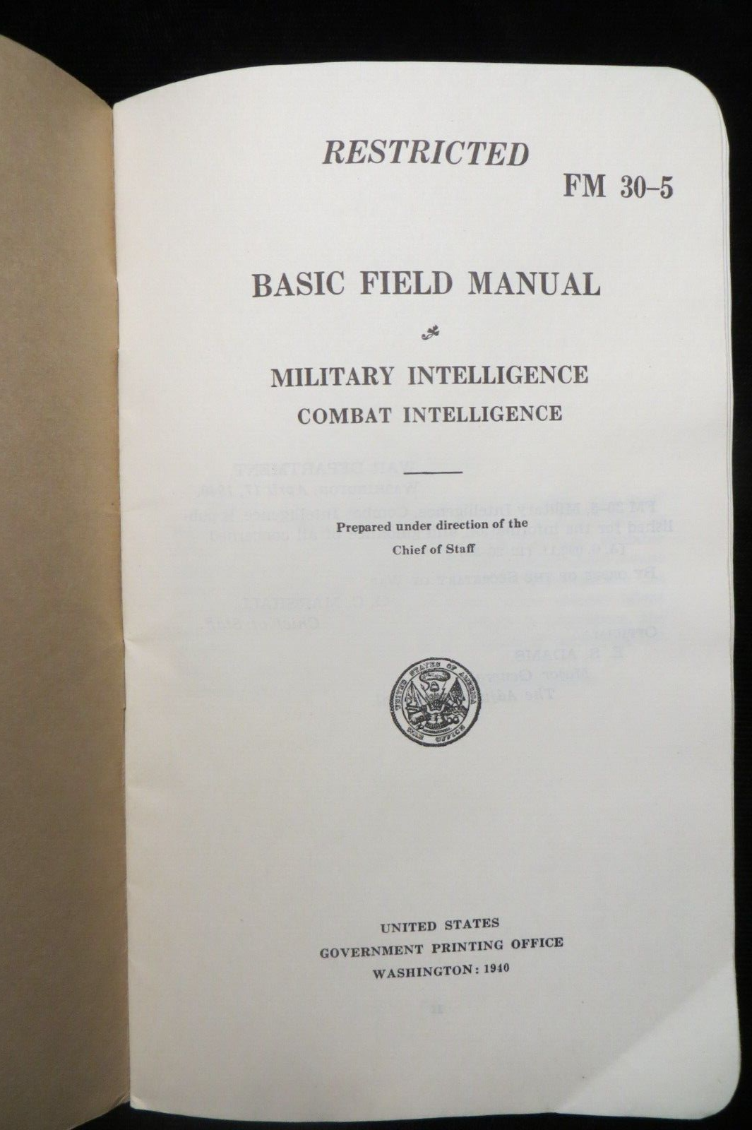 WWII US Army - Field Guide - FM 30-5 - dated 1941 (4823) | eBay