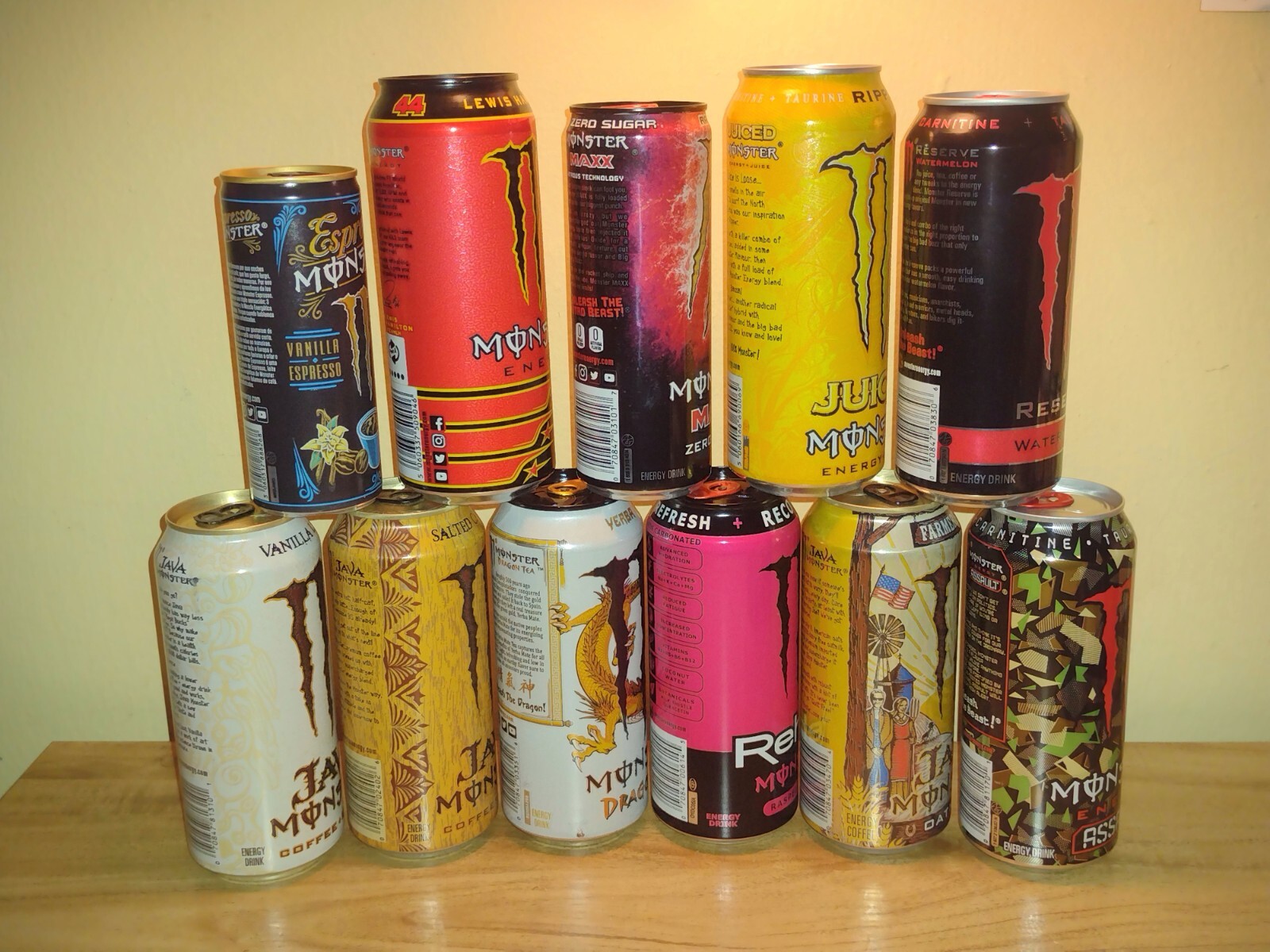 Set of 11 Rare MONSTER ENERGY DISCONTINUED FLAVORS - FULL UNOPENED CANS ...