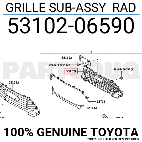 5310206590 Genuine Toyota GRILLE SUB-ASSY RAD 53102-06590 | eBay