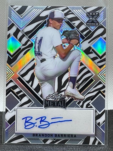 Brandon Barriera 2022 Leaf Metal Baseball Auto 1/5 Zebra Prismatic Blue ...