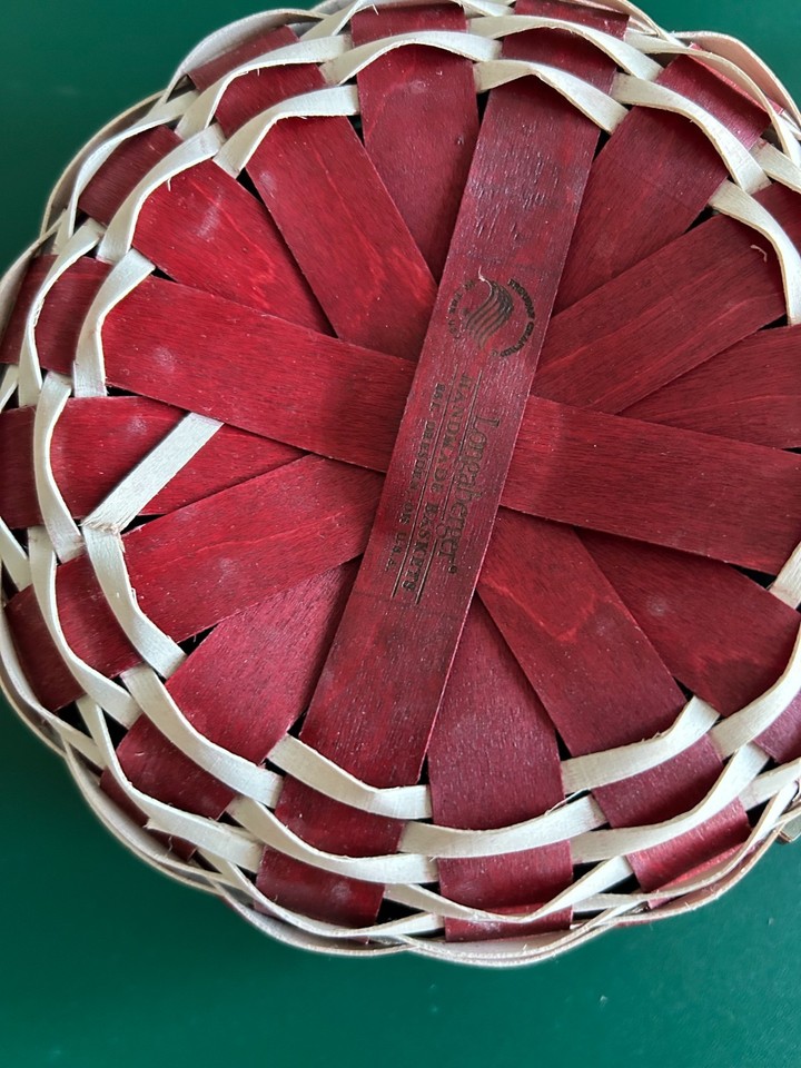 🎅Longaberger 2015 Santa Belly Button Basket 6.75” Red White W/Buckle ...