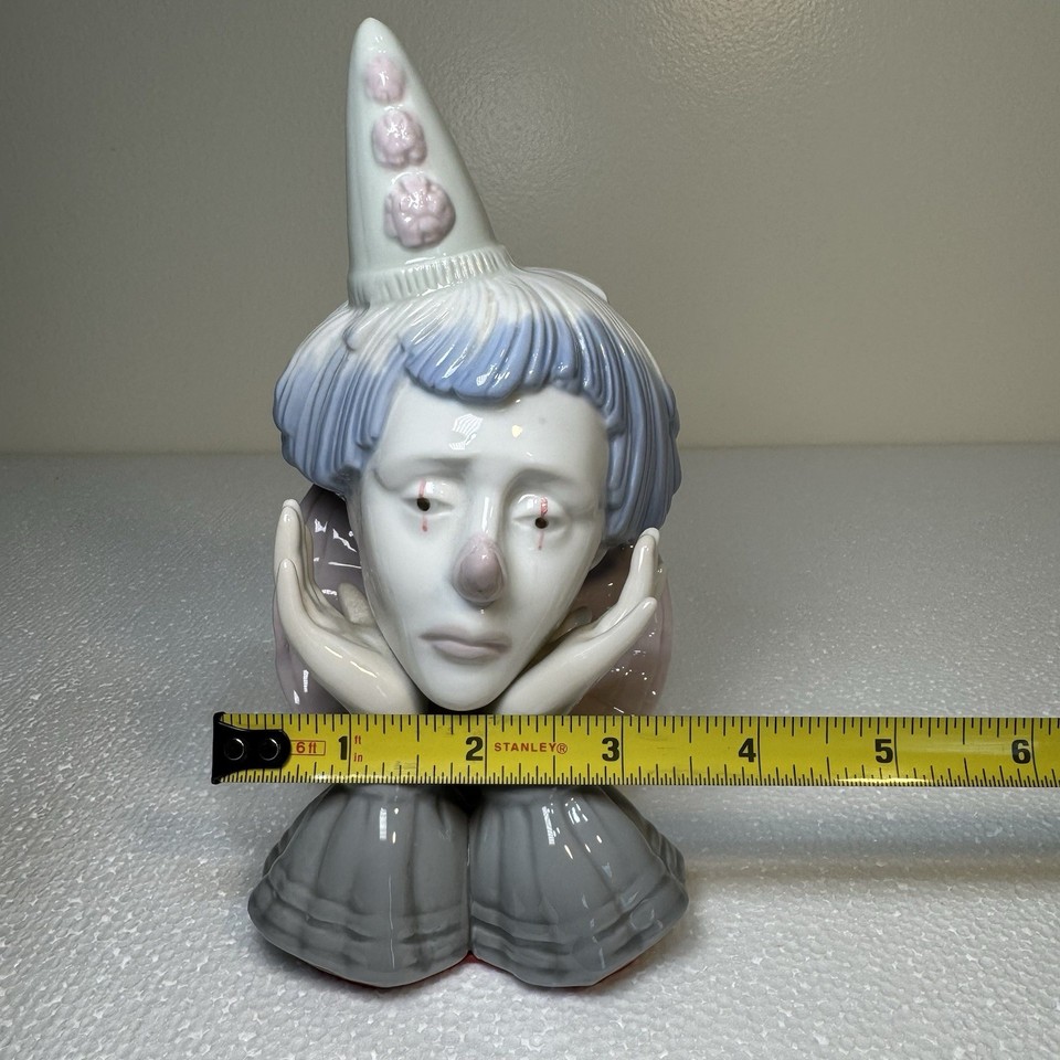 LLADRO VTG Meico Sad Pastel Pierrot Clown Fine Porcelain 7” Bust Figure ...