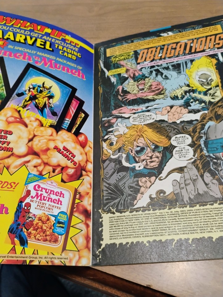 comic book Ghost Rider vol 2 #12 direct Marvel 1992 glow-in-the-dark ...