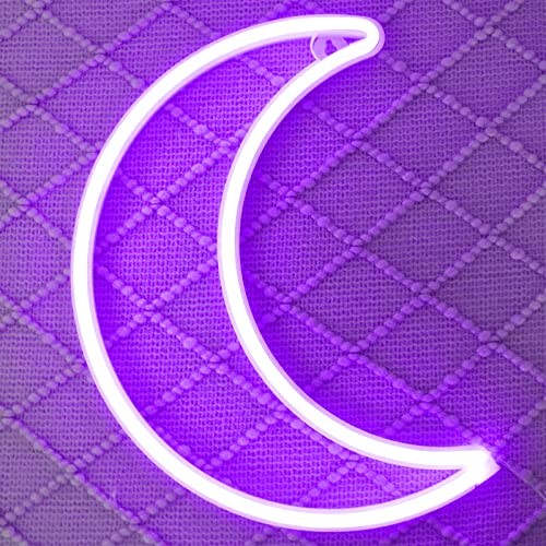 LED Moon Neon Light, Cute Neon Moon Sign, Halloween Room Decor ...