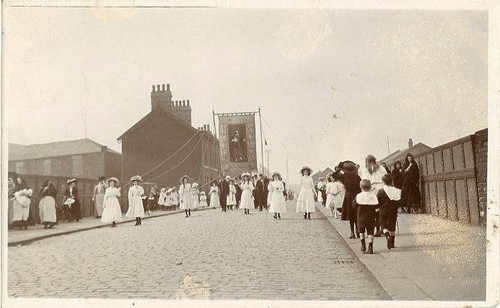 REAL PHOTO POSTCARD ST AUGUSTINES SCHOOL PARADE, MONSALL, MANCHESTER ...