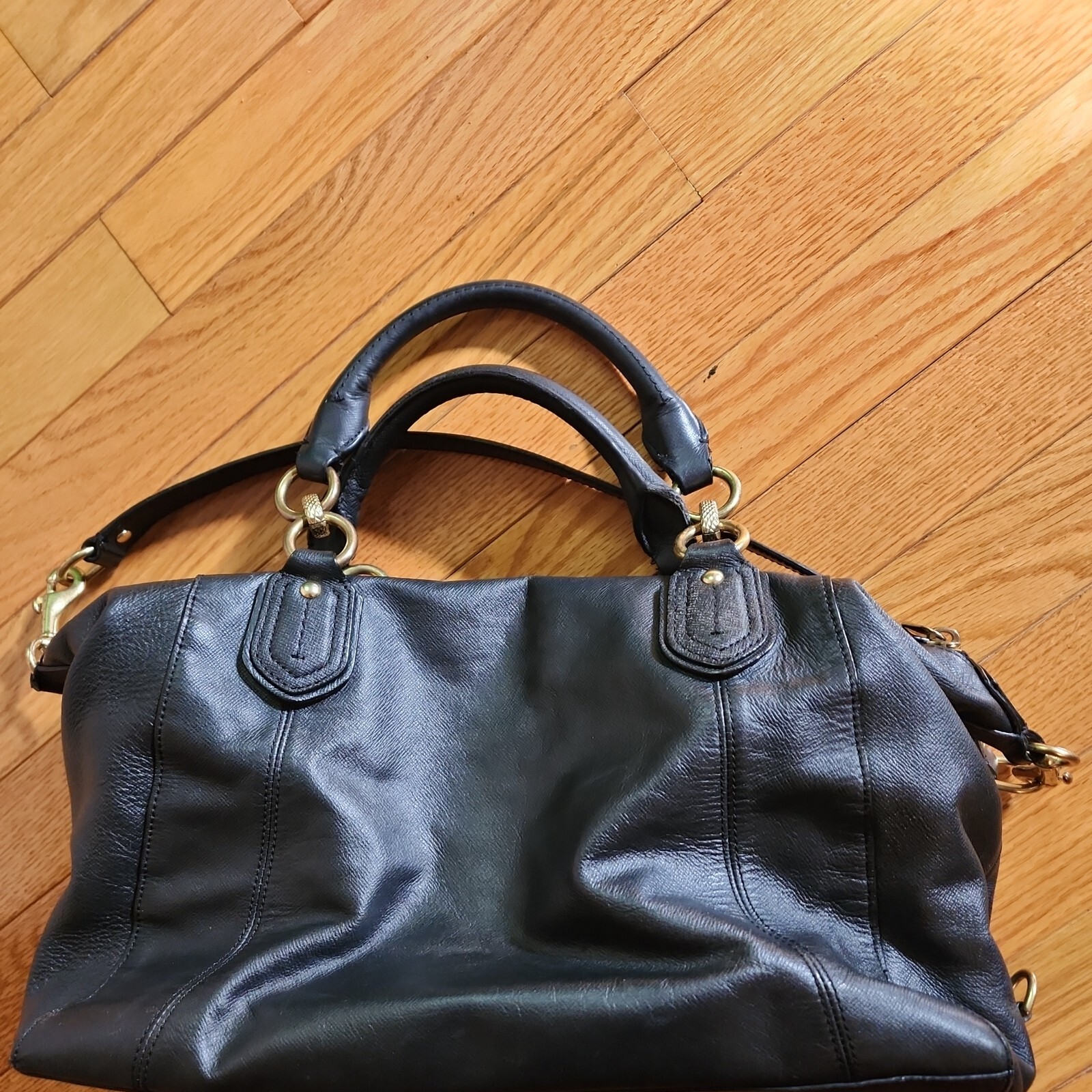 Coach IZZY Campbell Turn lock Black Leather Handbag/… - Gem