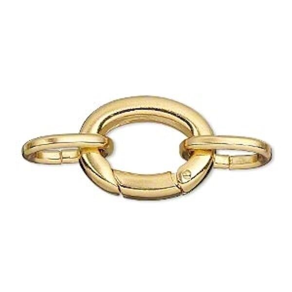 Clasp, 2 Large Gold Plated 20x16mm Self Closing Hinged Bail with Oval ...