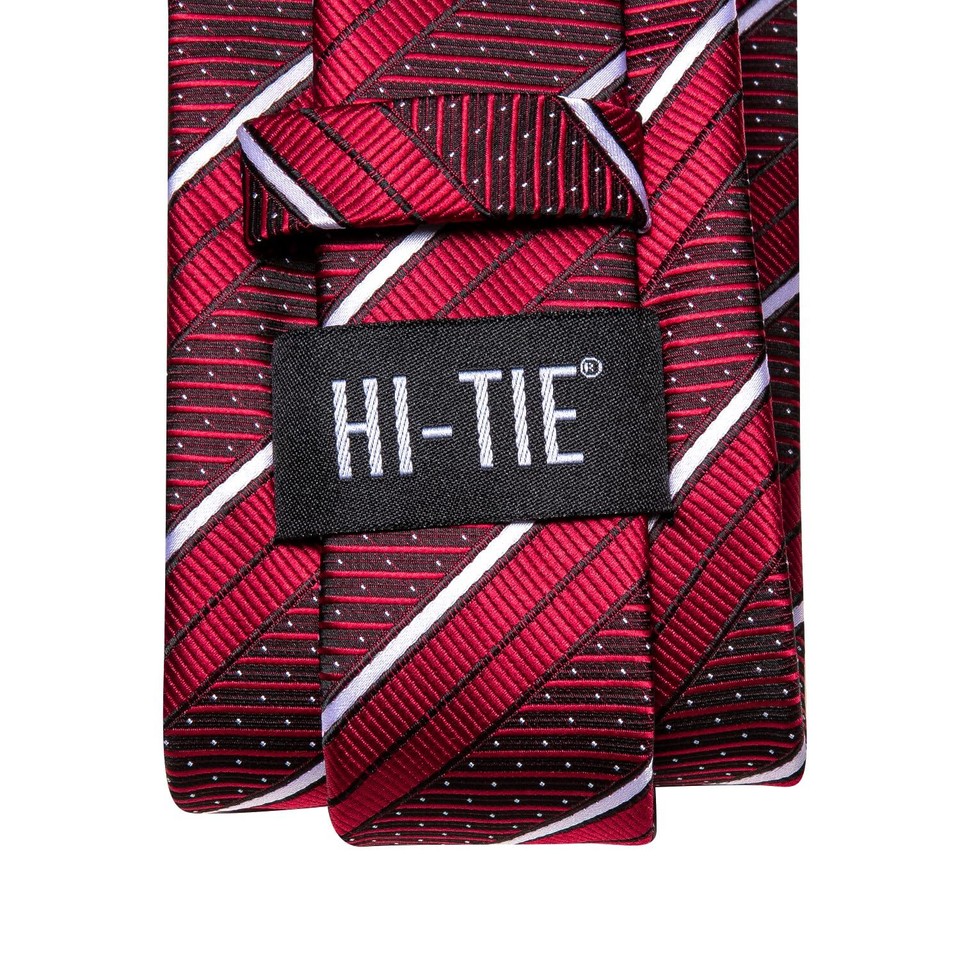 Red Striped Ties for Men Silk Formal Necktie with Pocket Square ...