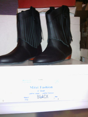 LADY'S MITZI FASHION BOOT, BLACK, WITH FRINGE, 11 narrow, new in box | eBay