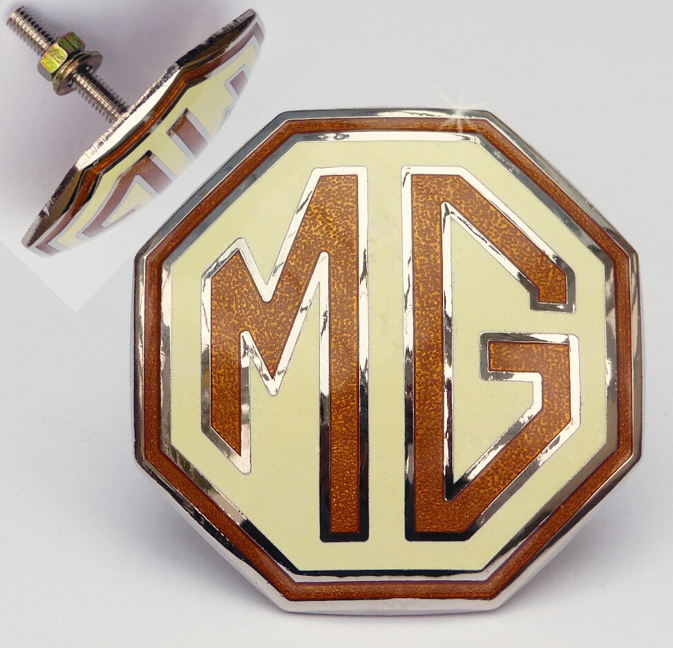 MG Cream and Brown Grille Badge for MGTC & MGTD, AJJ118 | eBay UK