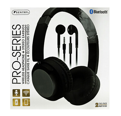 Sentry Pro-Series Wireless Headphone BT + Stereo Earbuds [New] | eBay