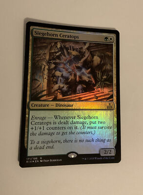 Siegehorn Ceratops FOIL Rivals of Ixalan NM White Green Rare MTG CARD ...