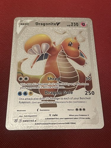 Dragonite V SWSH154 Silver Foil Fan Art Card HP 230 | eBay