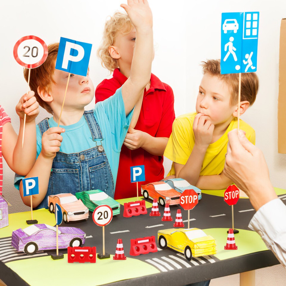 24 Pcs Roadblock Sign Signs for Kids Mini Cones Toys Traffic Baby | eBay