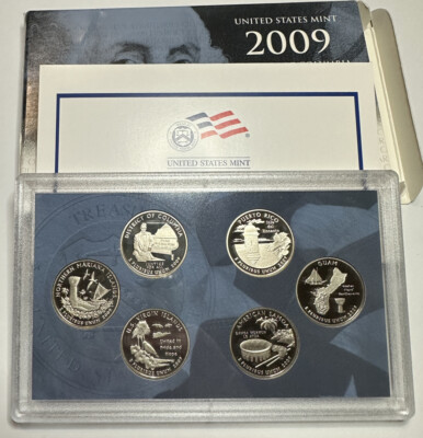 2009-S Clad Quarter PROOF Set (6 Clad Quarters) DC & US Territories w ...