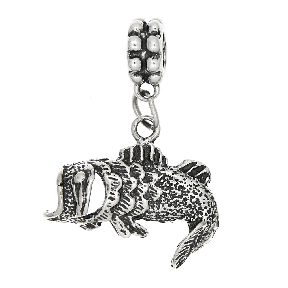 Sterling Silver Large Mouth Bass Fish Dangle Bead Charm | eBay