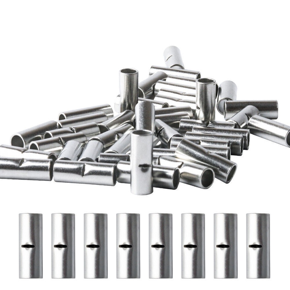 50/300Pcs Copper Bare Wire Splice Terminals Uninsulated Ferrules Crimp ...