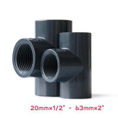 I.D. 20-63mm Female Thread PVC Tee Water Pipe Fitting Conduit Connector ...