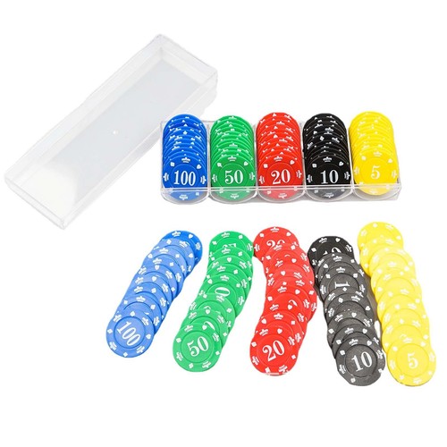 100pcs Numbered Chips Disc 5 Color Casino Chip Poker Set In Box for ...