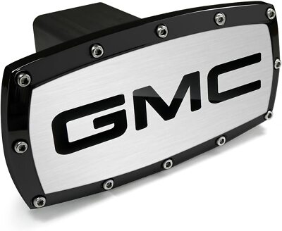 GMC Logo Engraved Emblem Black Aluminum Tow Hitch Cover Official ...