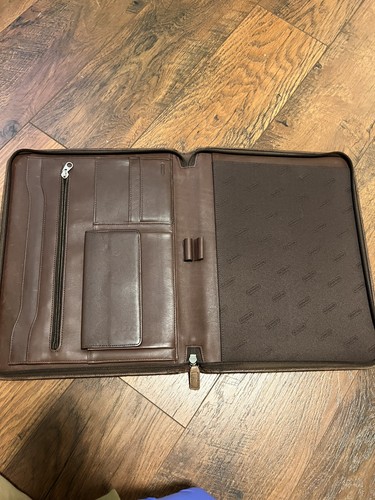 Coach Portfolio Brown Leather 11" x 13" Zip Around Notebook Holder | eBay